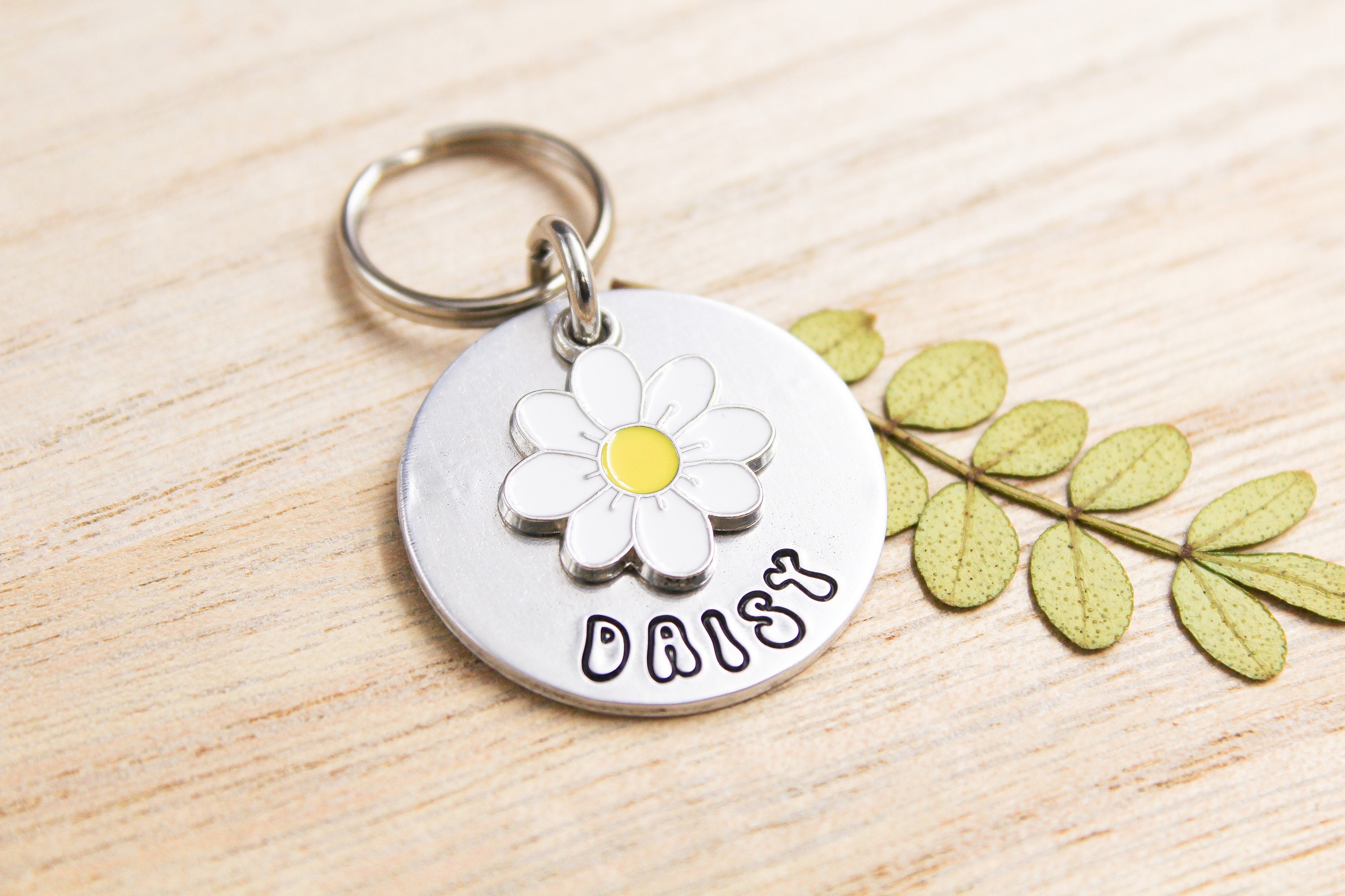 Daisy Pet ID Tag, Daisy Flower Dog Name Tag, Floral Cat Tags, Boho Dog ...