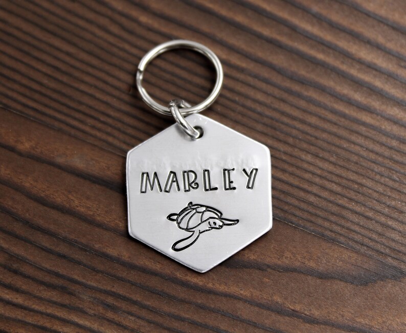Sea Turtle Dog Name Tag - Sea Life Pet Tags - Beach Cat ID Tag ...