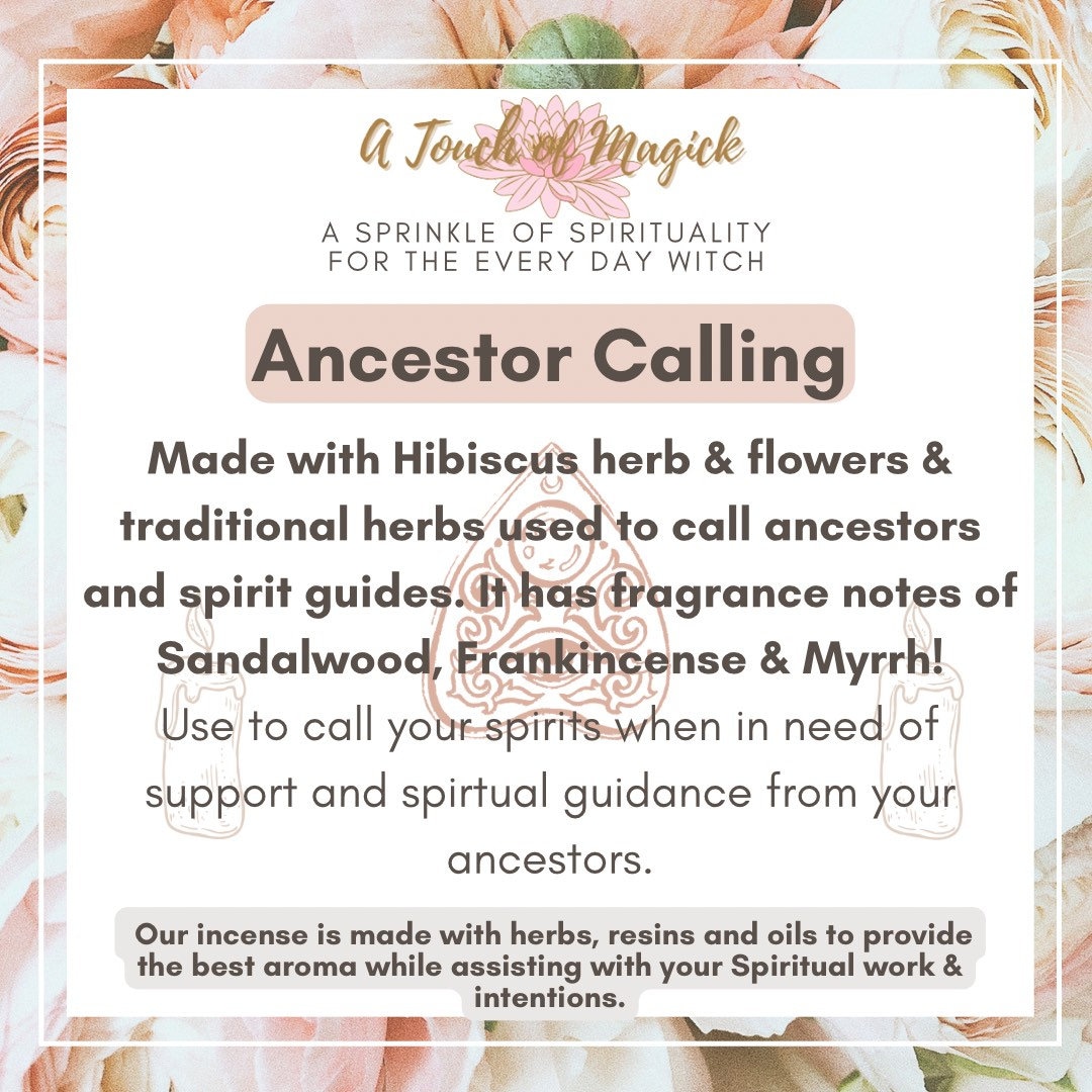 Ancestor Calling Handmade Incense | 8 Sticks Pack | Aids in Ancestor ...