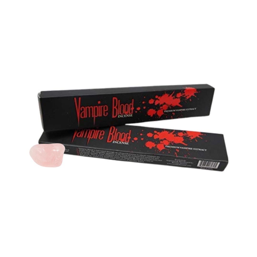 Vampire Blood Masala Incense Bundle With Rose Quartz Crystal | Goth ...