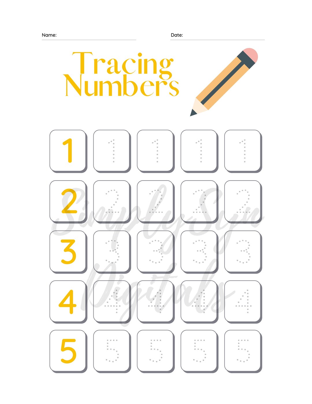 Tracing Numbers Digital Download - Etsy