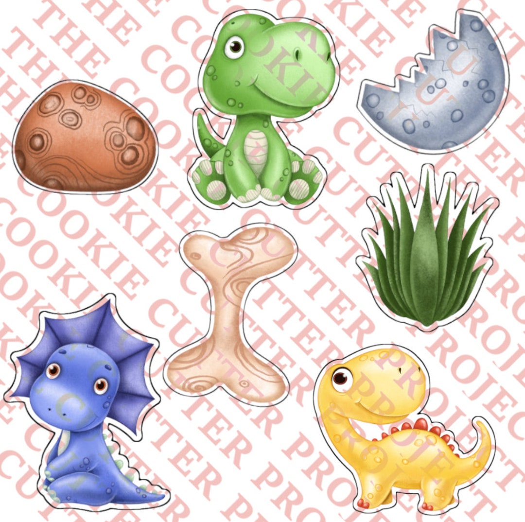 Cute Dinosaur Cookie Cutter Set of 7 - Etsy