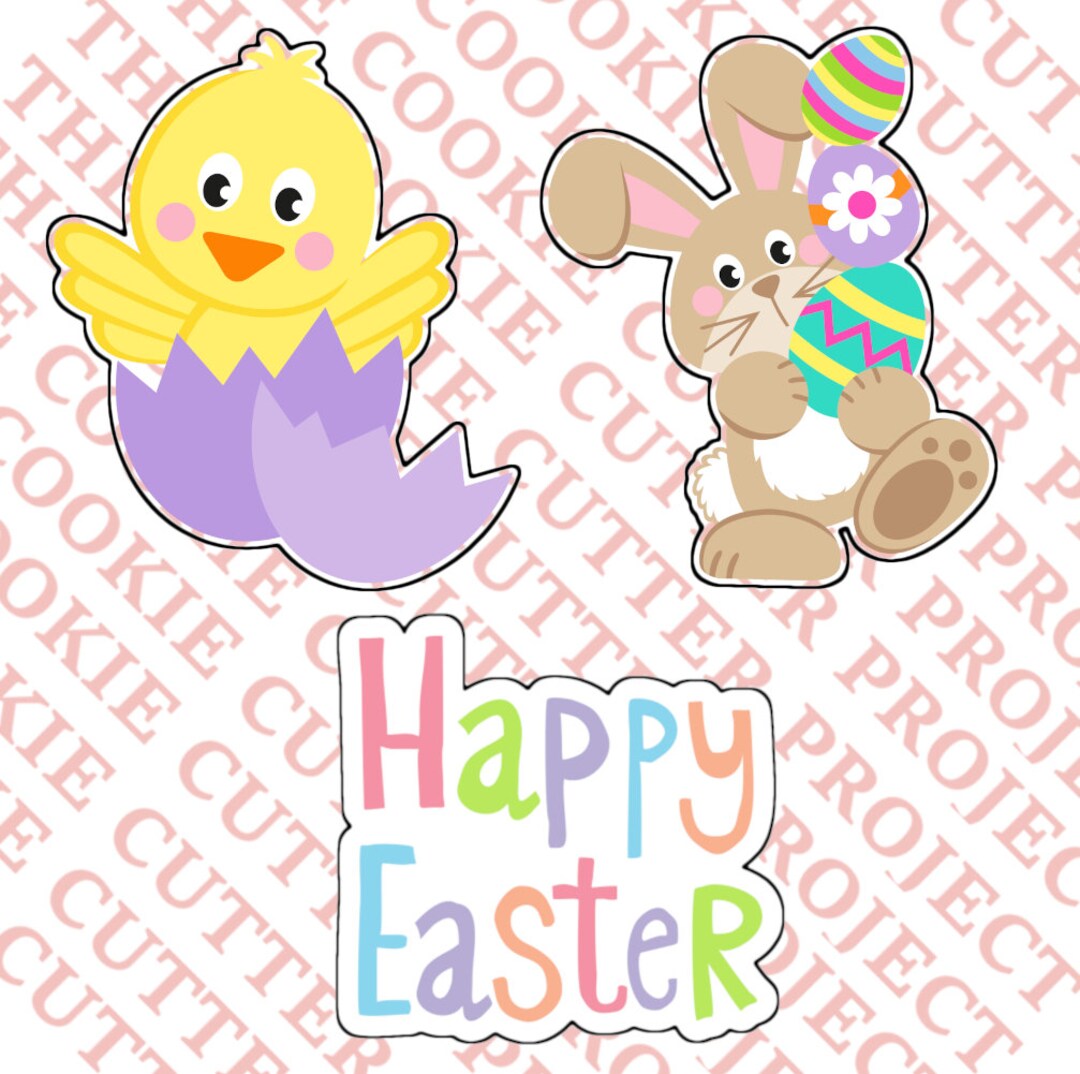 Happy Easter Chick and Bunny Cookie Cutter Set of 3 - Etsy