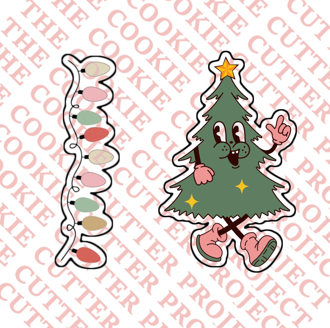 Retro Christmas Tree With Lights Cookie Cutter Set of 2 - Etsy
