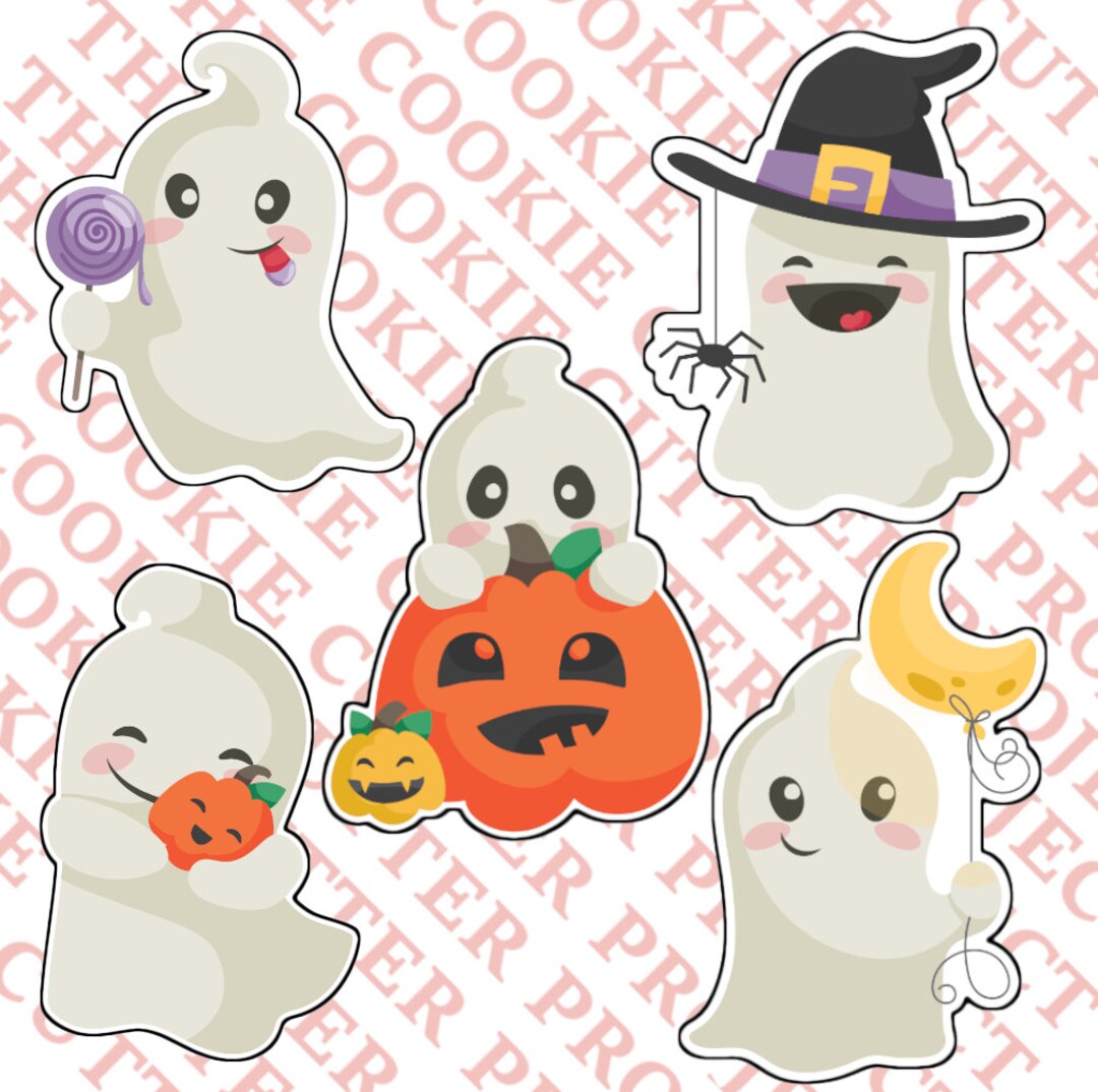 Halloween Ghosts Cookie Cutter Set Of 5 Etsy