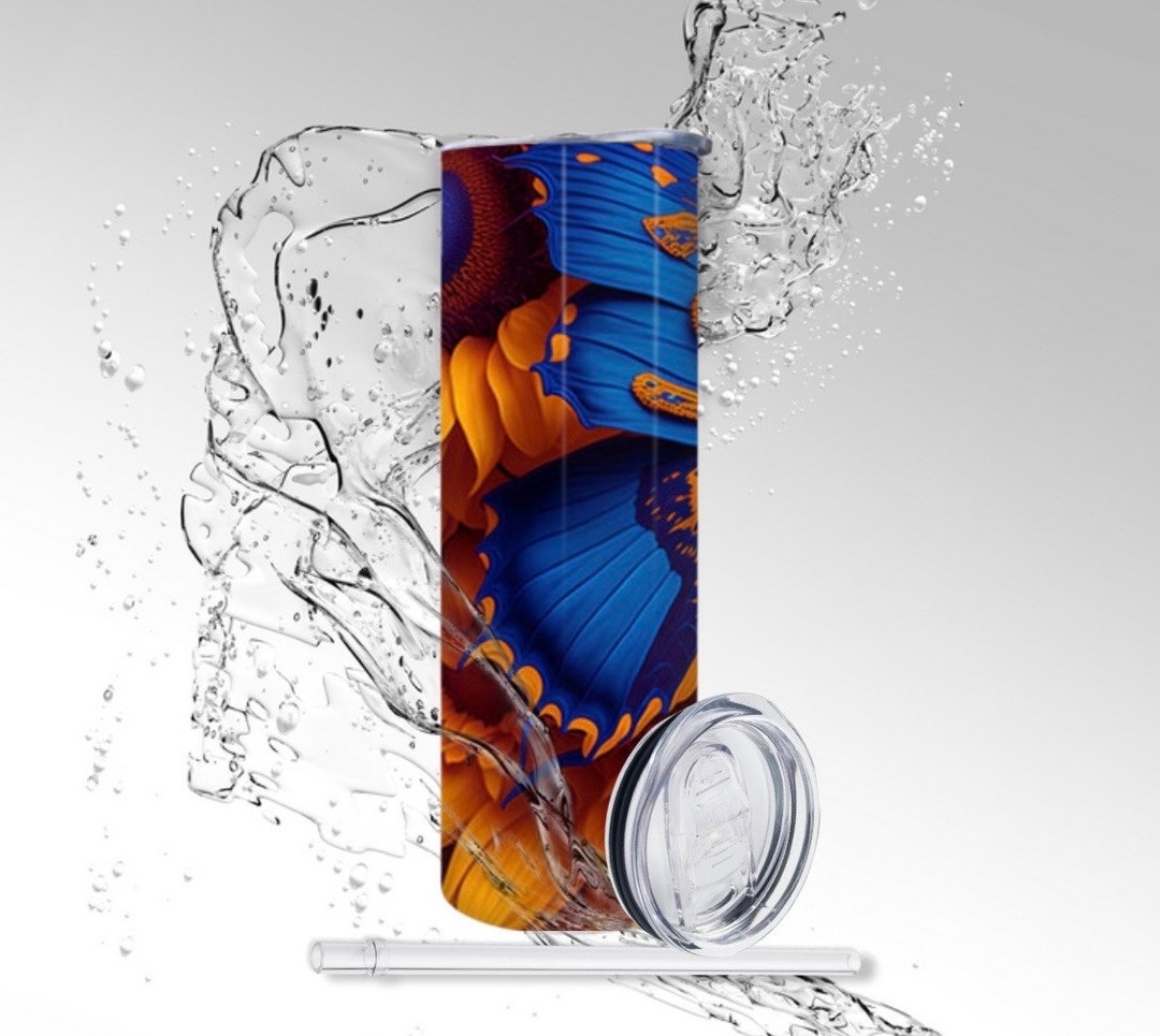 Sunflower & Butterflies, Sublimated 20 Oz Skinny Tumbler - Etsy