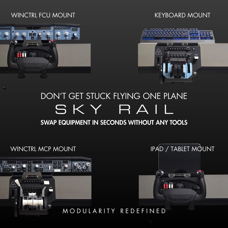 SKY RAIL Modular Mount for Winctrl / Winwing A320 FCU, Honeycomb Alpha ...