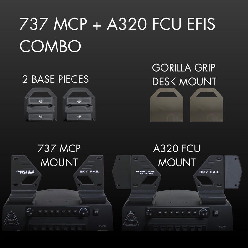 SKY RAIL Modular Mount for Winctrl / Winwing A320 FCU, Honeycomb Alpha ...