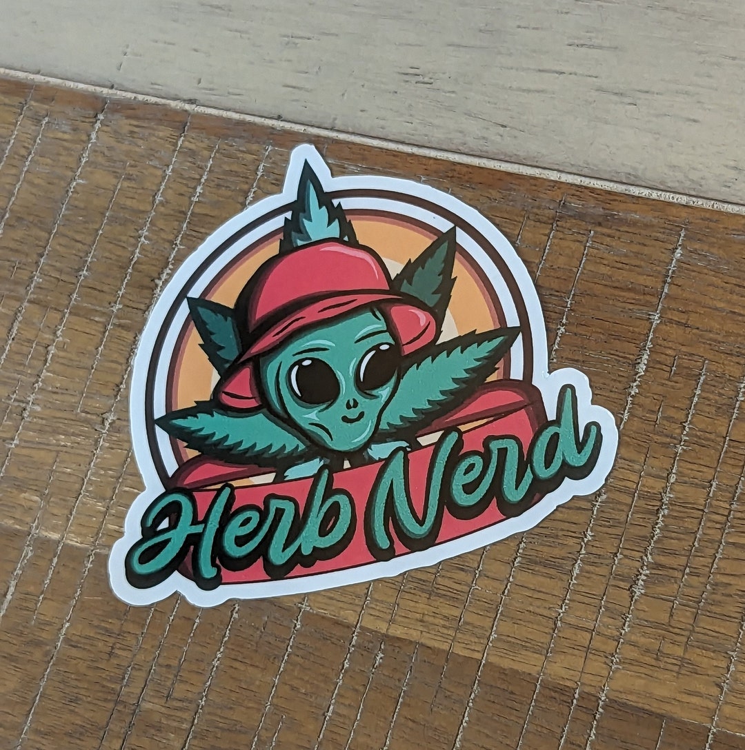 Herb Nerd - Vinyl With Gloss Laminate - Bong, Pot, Smoke, Wake, Morning ...