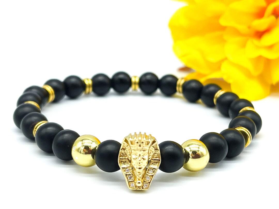 Alpha Phi Alpha Mens Inspired Beaded Bracelet, Black and Gold Bracelet ...