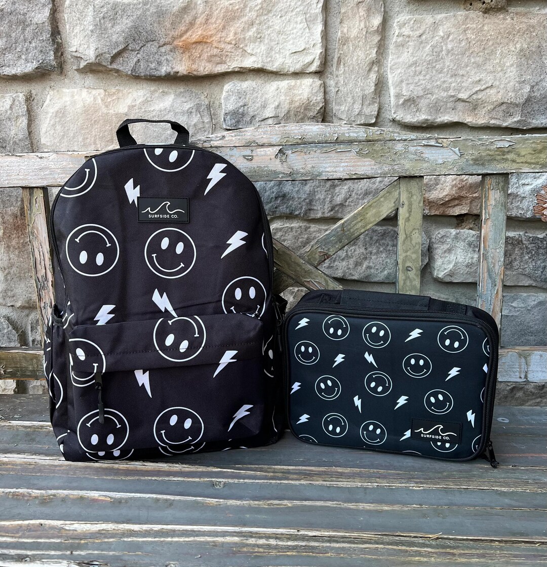 NEW Smiley Bolt Backpack Back to School, School Bag, Backpack, Lunch ...