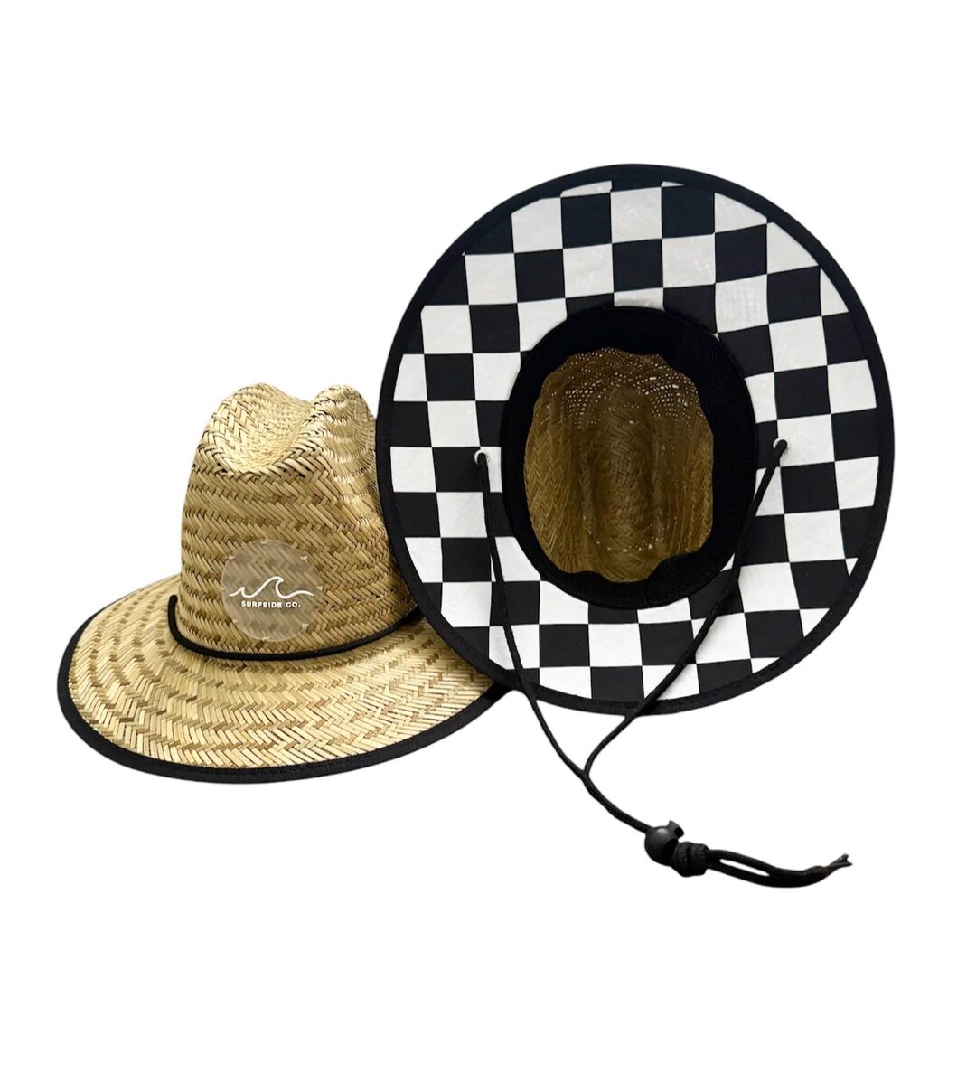 NEW! B/W Check Baby Straw Hat, Toddler Straw Hat, Kid Straw Hat ...