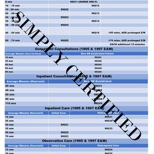 95, 97, and 2021 E&M Time-based Coding Cheat Sheets in 9 Beautiful ...