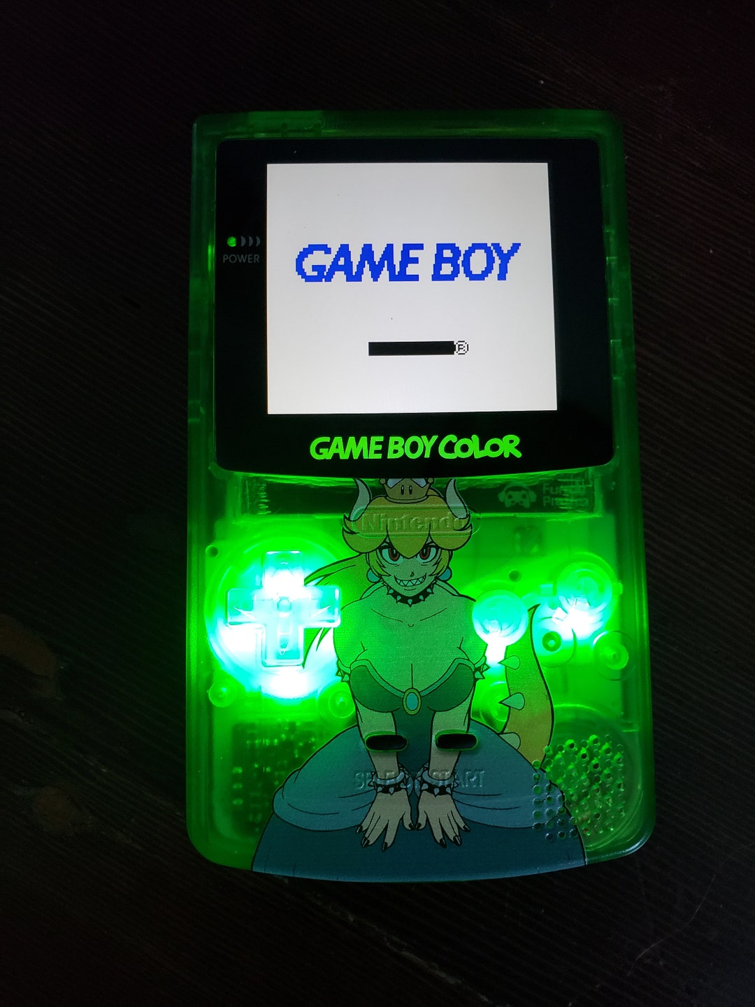 Gameboy Color Bowsette Theme With Backlit Screen and LED Illuminated ...