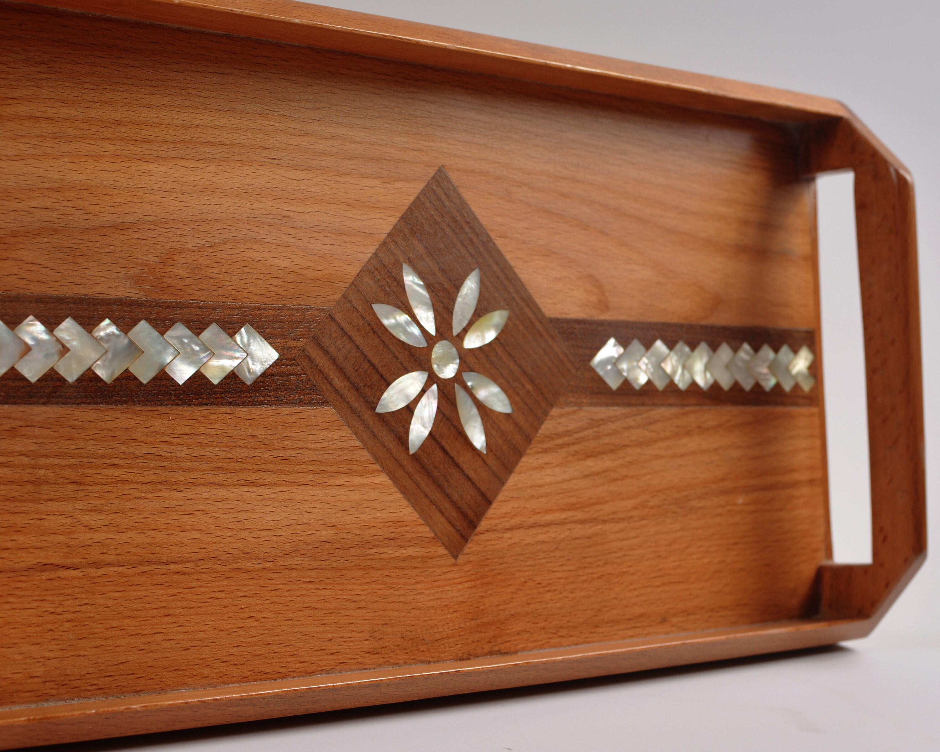 Handmade Wooden Tray, Rectangle ,tray Inlaid With Pearl, Geometric ...