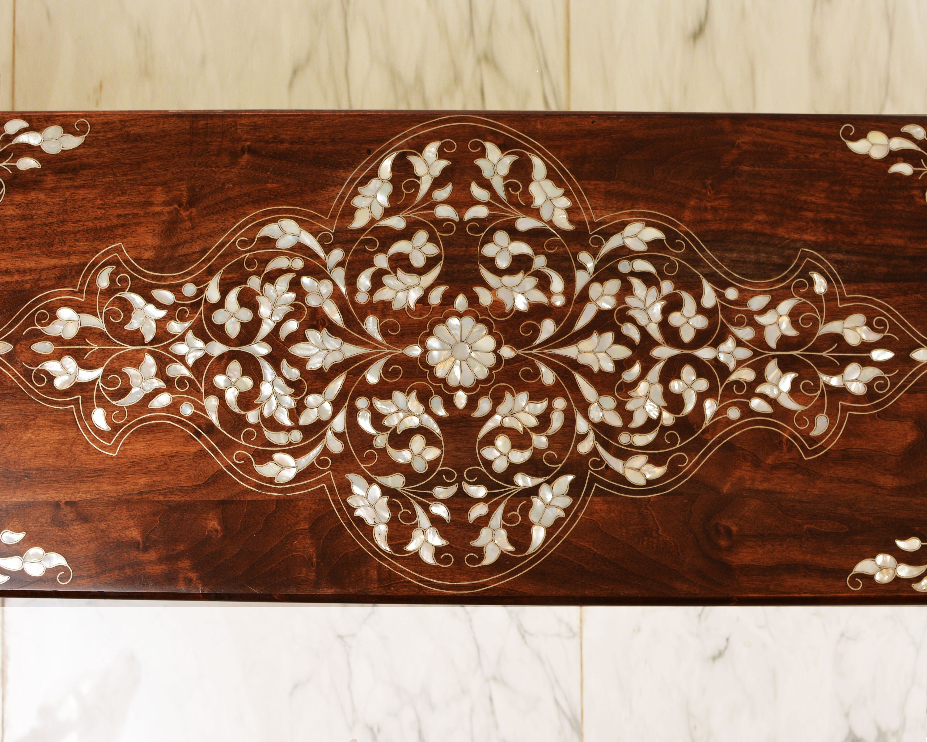 Inlaid With Mother of Pearl Bench Hand Bench Handmade Wood Seat Home ...