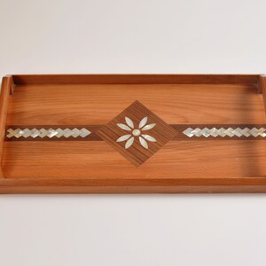 Handmade Wooden Tray, Rectangle ,tray Inlaid With Pearl, Geometric ...