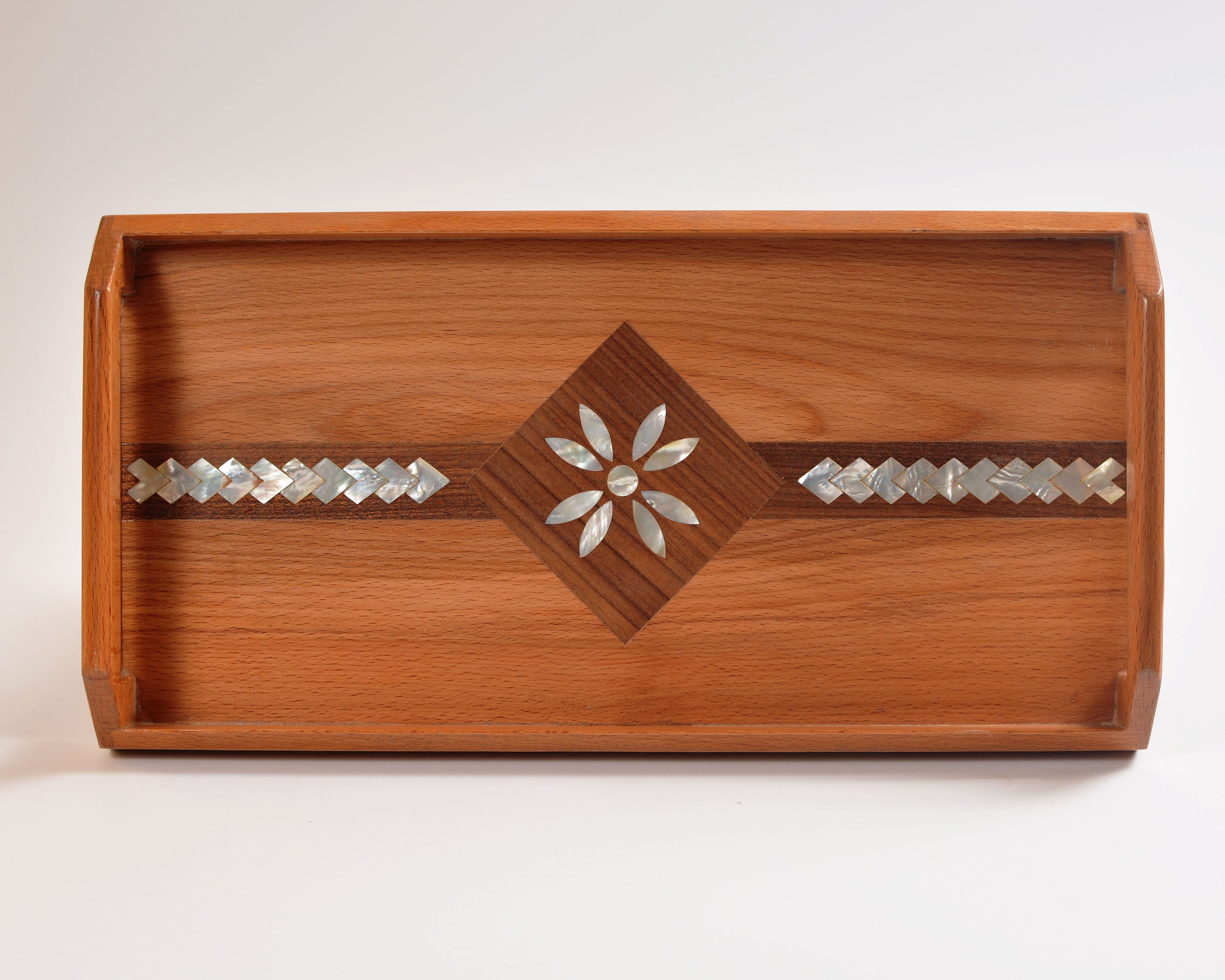 Handmade Wooden Tray, Rectangle ,tray Inlaid With Pearl, Geometric ...