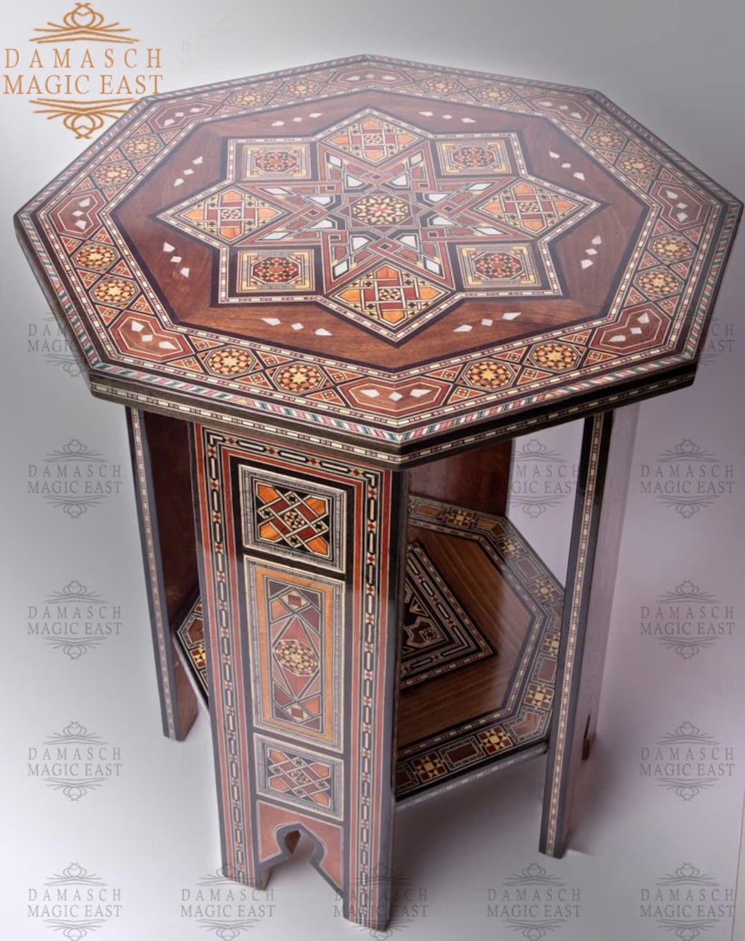 Syrian WOODEN COFFEE TABLE, Kitchen Dining Table, Marquetry Hexagon ...