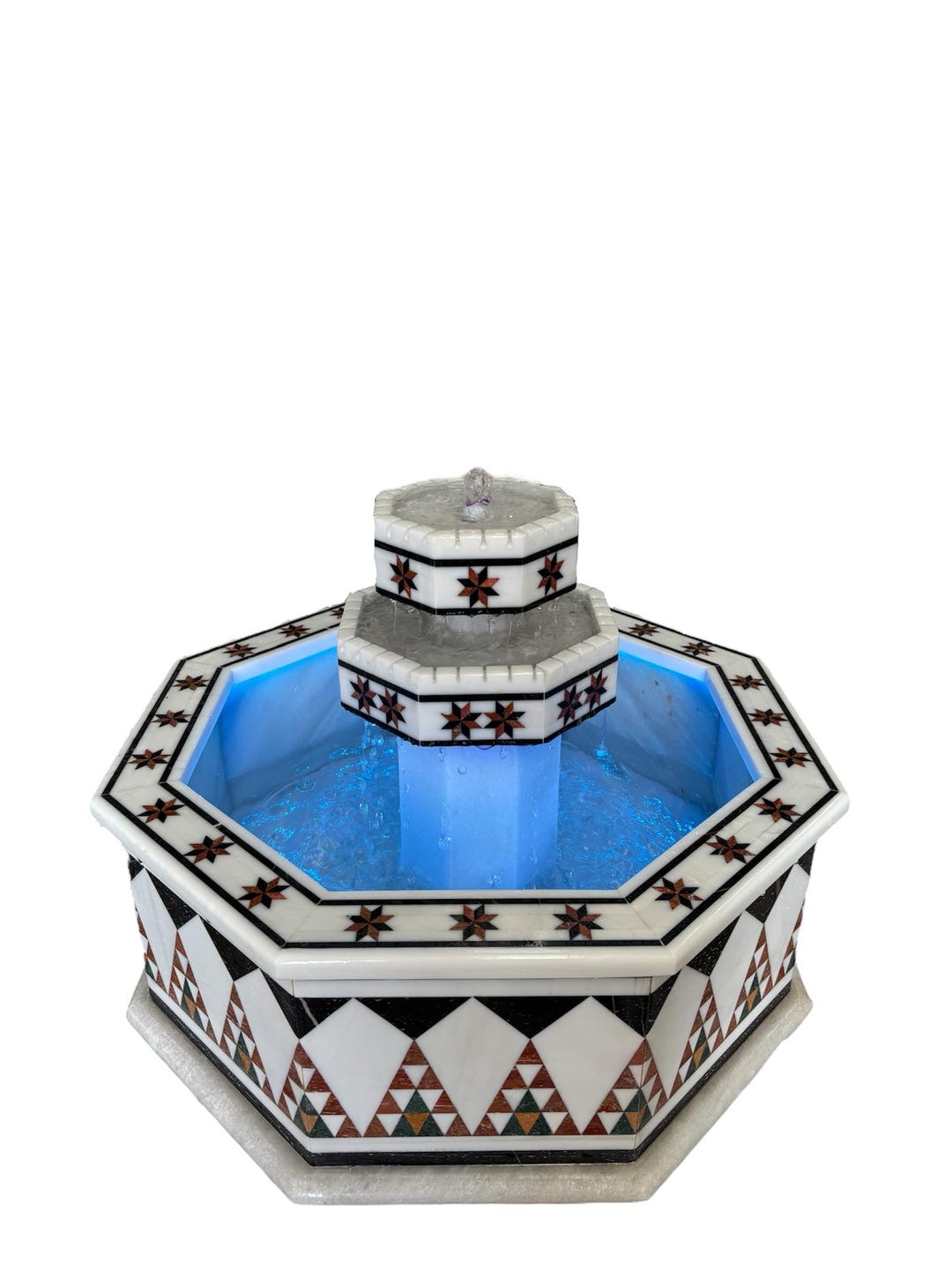Damascus Water Fountain Medium Handmade From Natural Marble Mosaic - Etsy