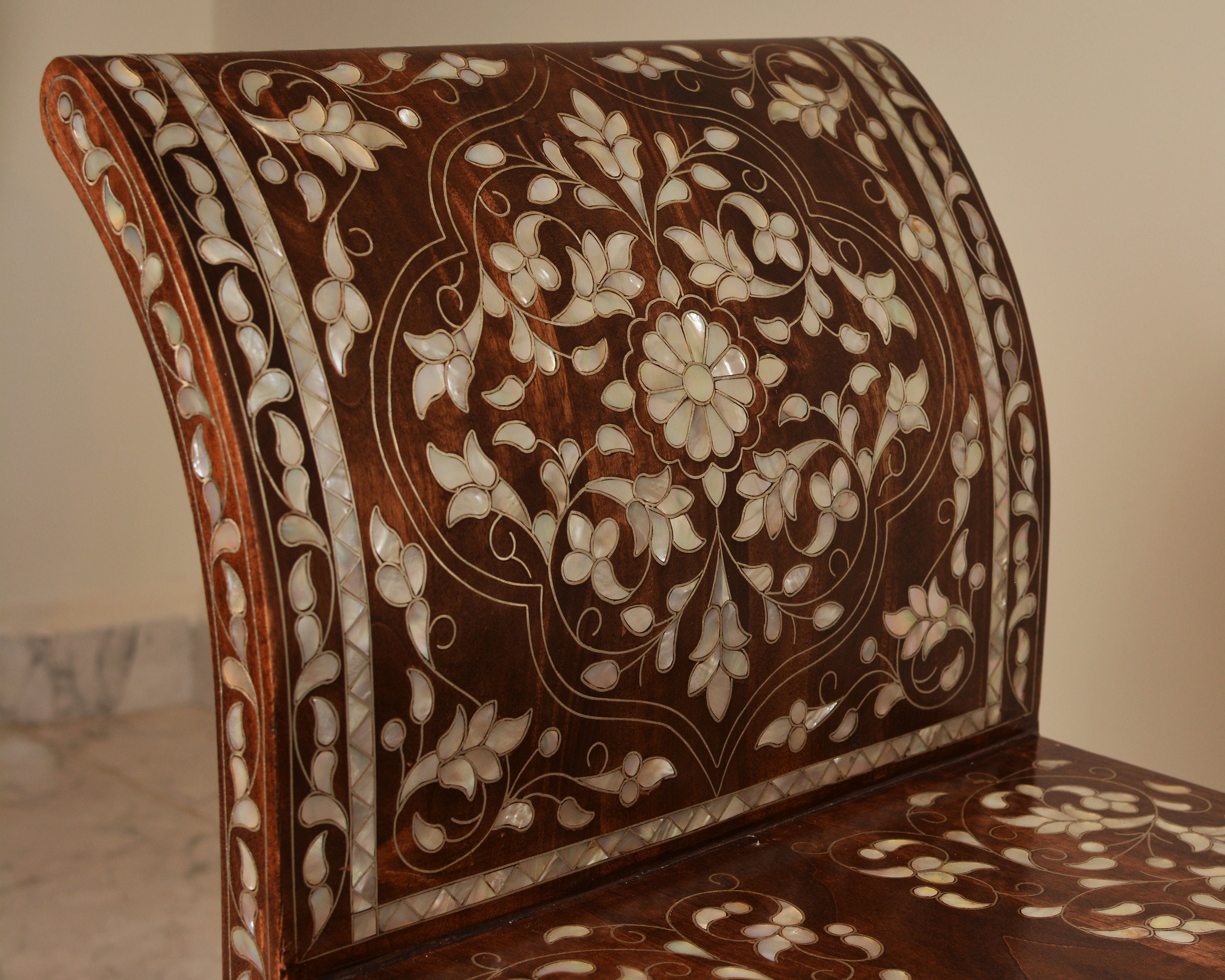 Inlaid With Mother of Pearl Bench Hand Bench Handmade Wooden Seat Home ...