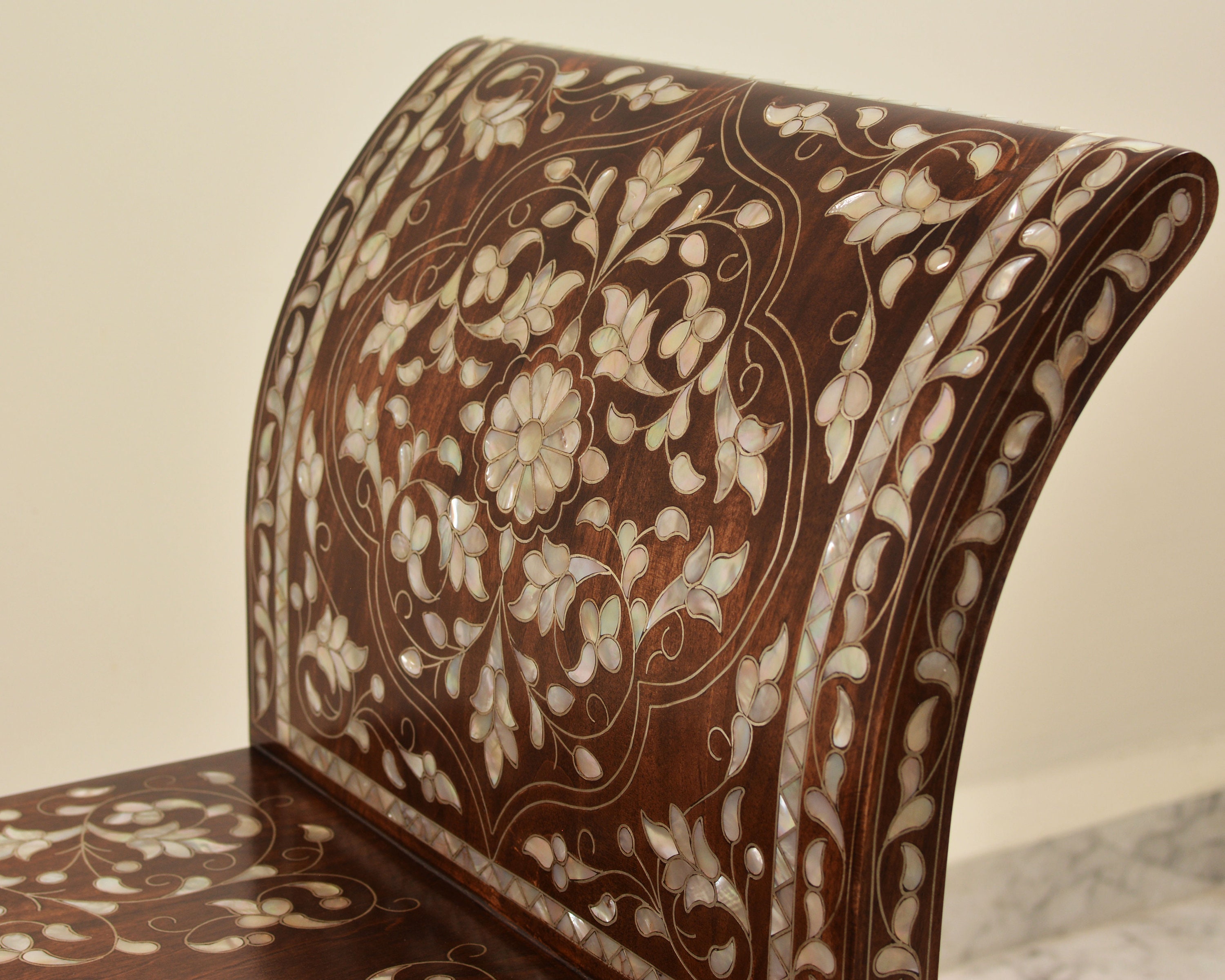 Inlaid With Mother of Pearl Bench Hand Bench Handmade Wooden Seat Home ...