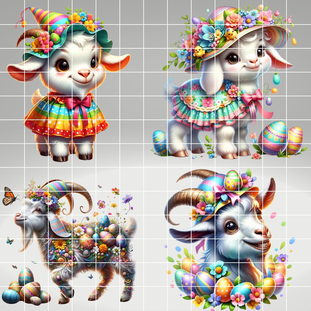 Easter Goats PNG, Four Designs for Stickers, Mugs, Tumblers or Shirts ...