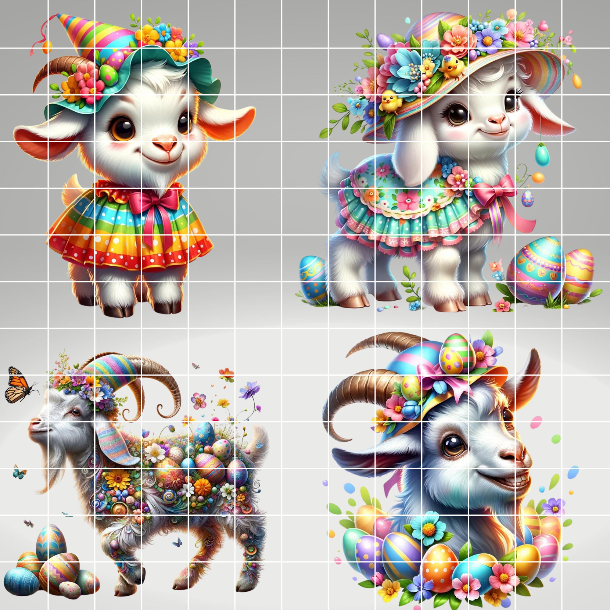 Easter Goats PNG, Four Designs for Stickers, Mugs, Tumblers or Shirts ...