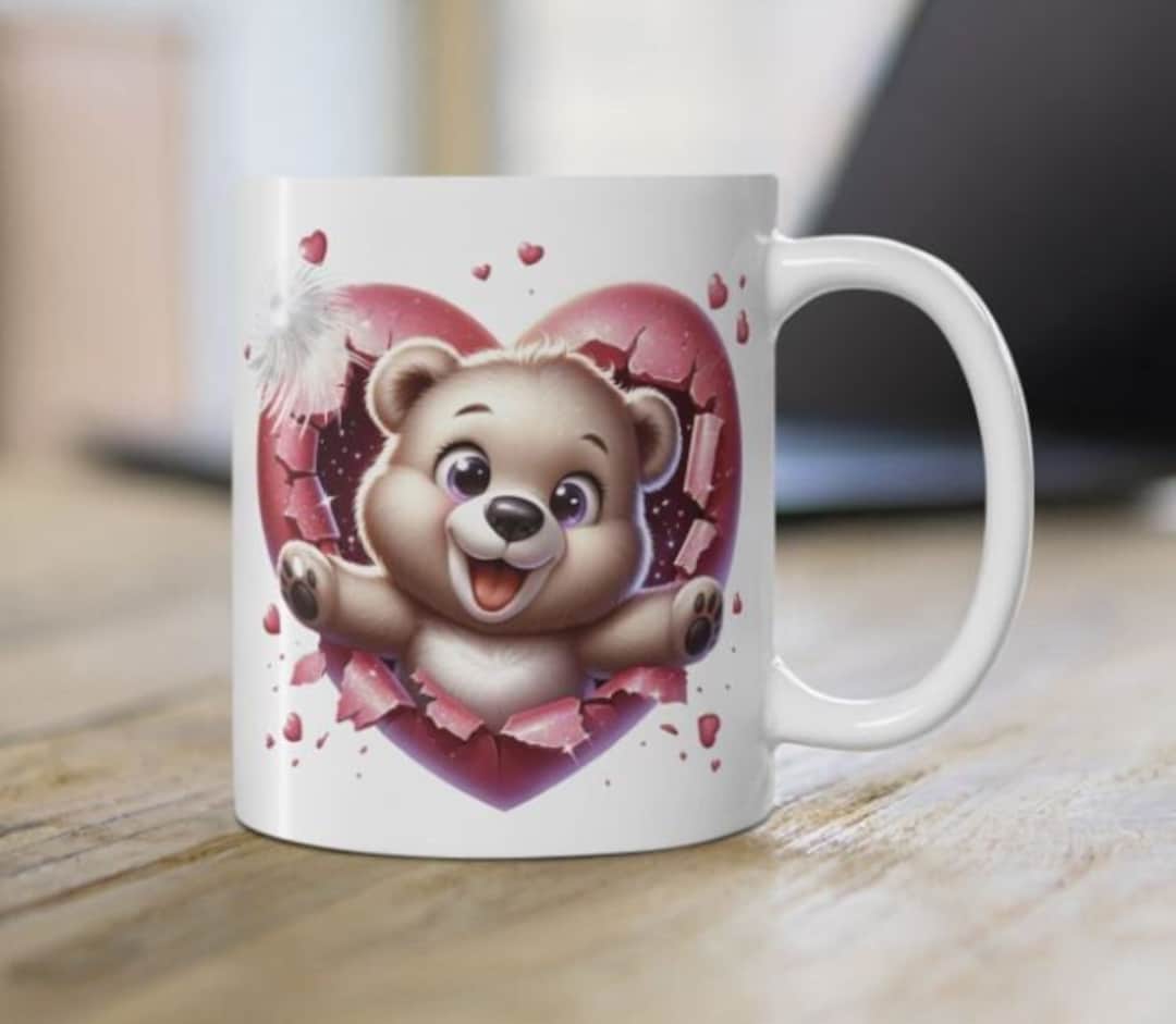 Teddy Bear Love Valentine's Day Mug Download Mug Design Clipart - Etsy