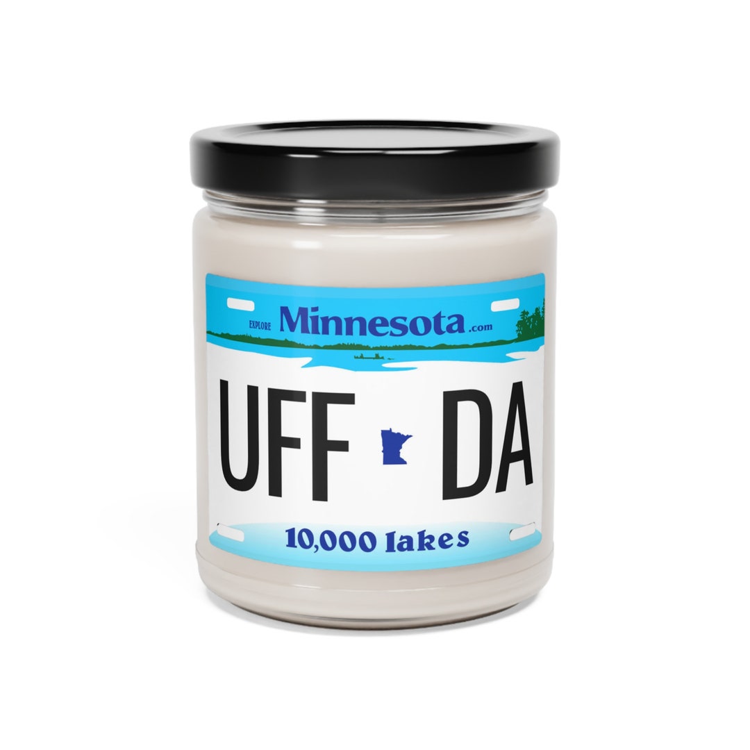 Minnesota License Plate Uff Da Candle | Minnesota License Plate Gift ...