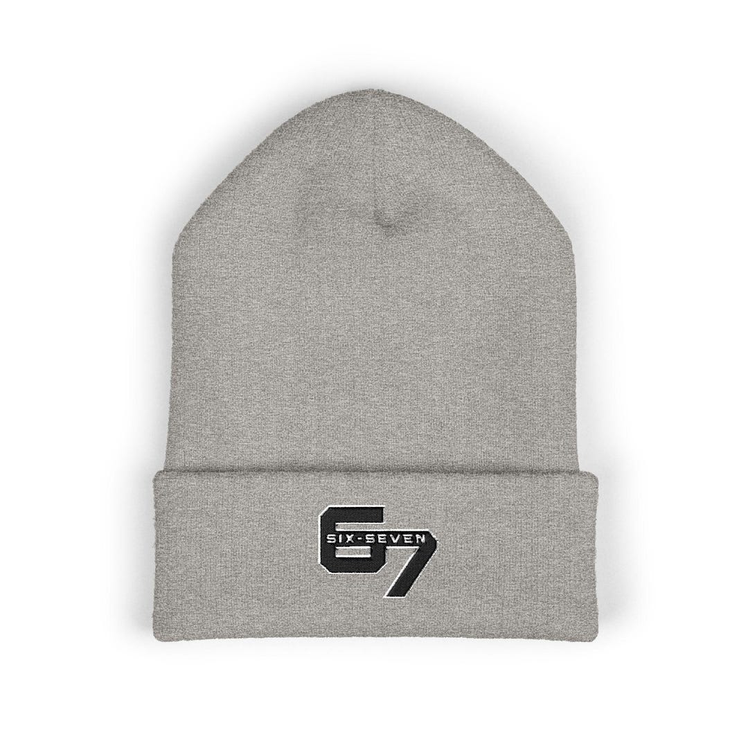 Embroidered Funny 67 Six-seven Beanie, Winter Knit Hat - Classic Cuffed ...