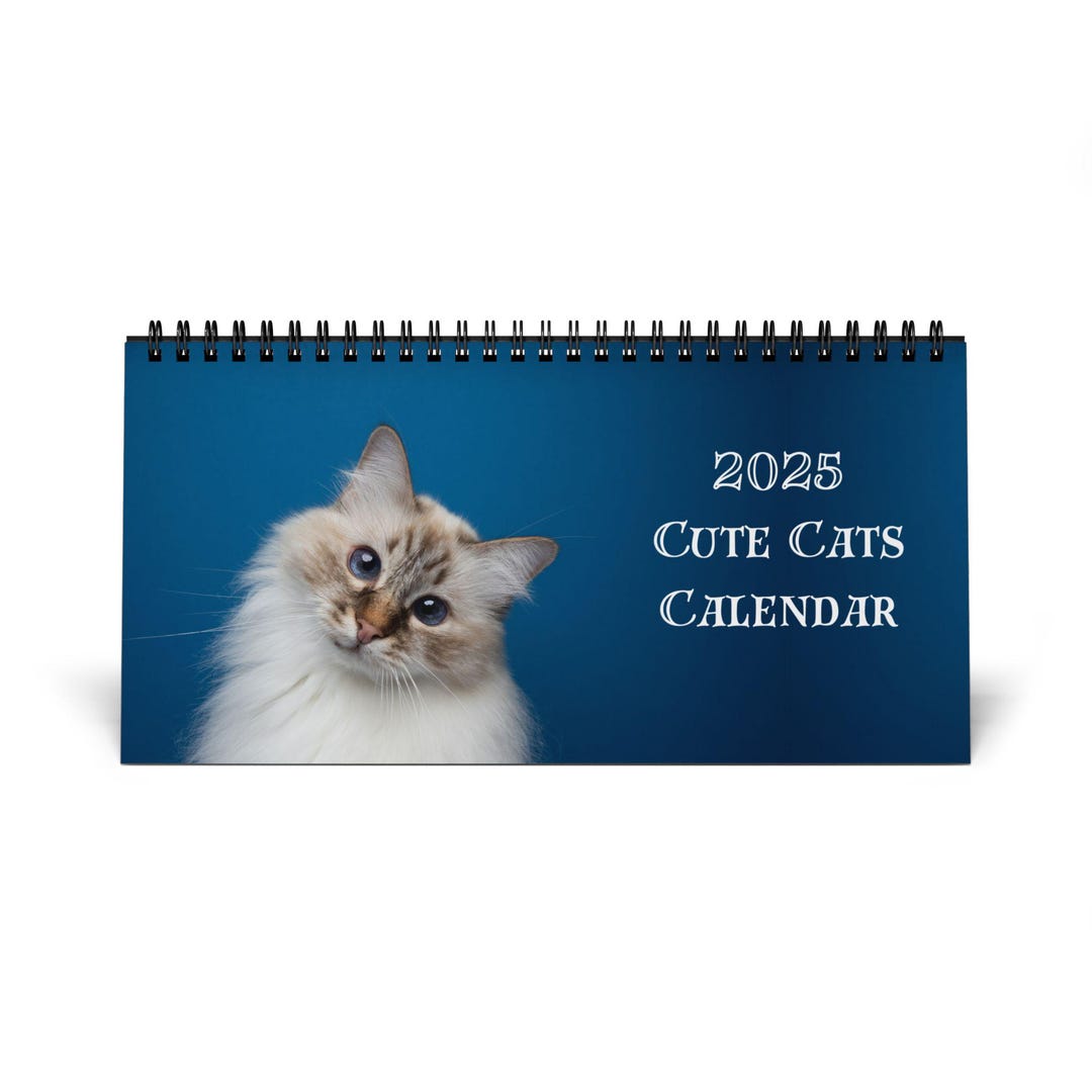 Cute Cat Desk Calendar, 2025 Monthly Planner, Animal Lover Gift, Cat ...
