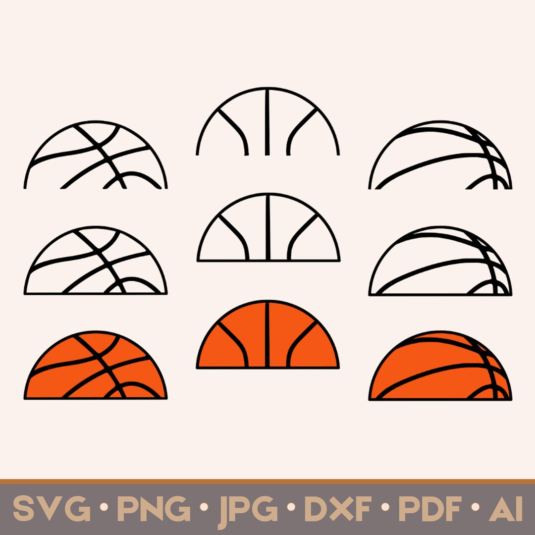 9 Half Basketball SVG Bundle for Cricut Silhouette | Basketball Split ...