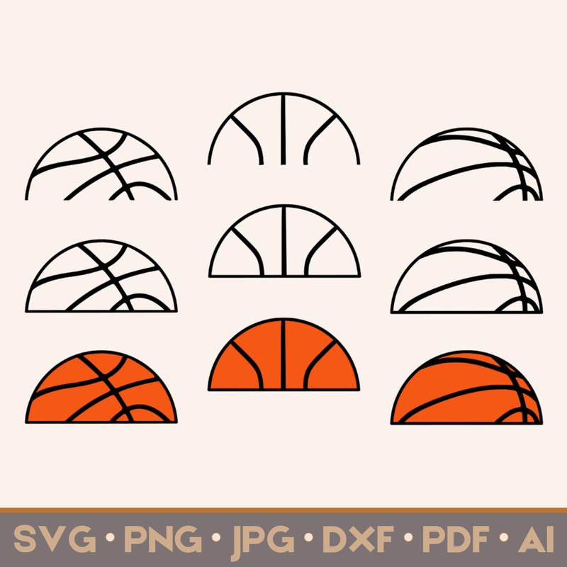 Half Basketball Svg - Etsy