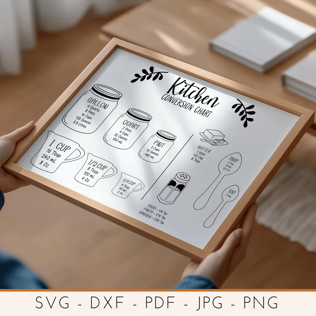 Kitchen Conversion Chart SVG | Cutting Board Design File | Cooking ...