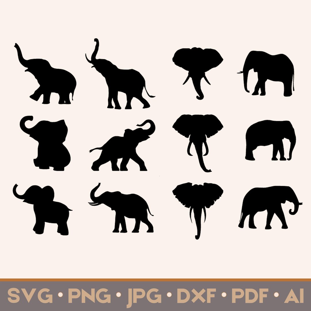 12 Elephant SVG Bundle | Cutting Files for Cricut, Silhouette | Svg ...