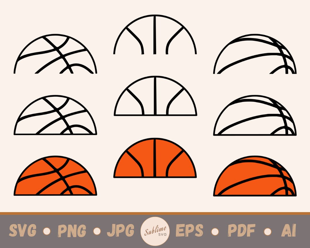 9 Half Basketball SVG Bundle for Cricut Silhouette Basketball Split ...
