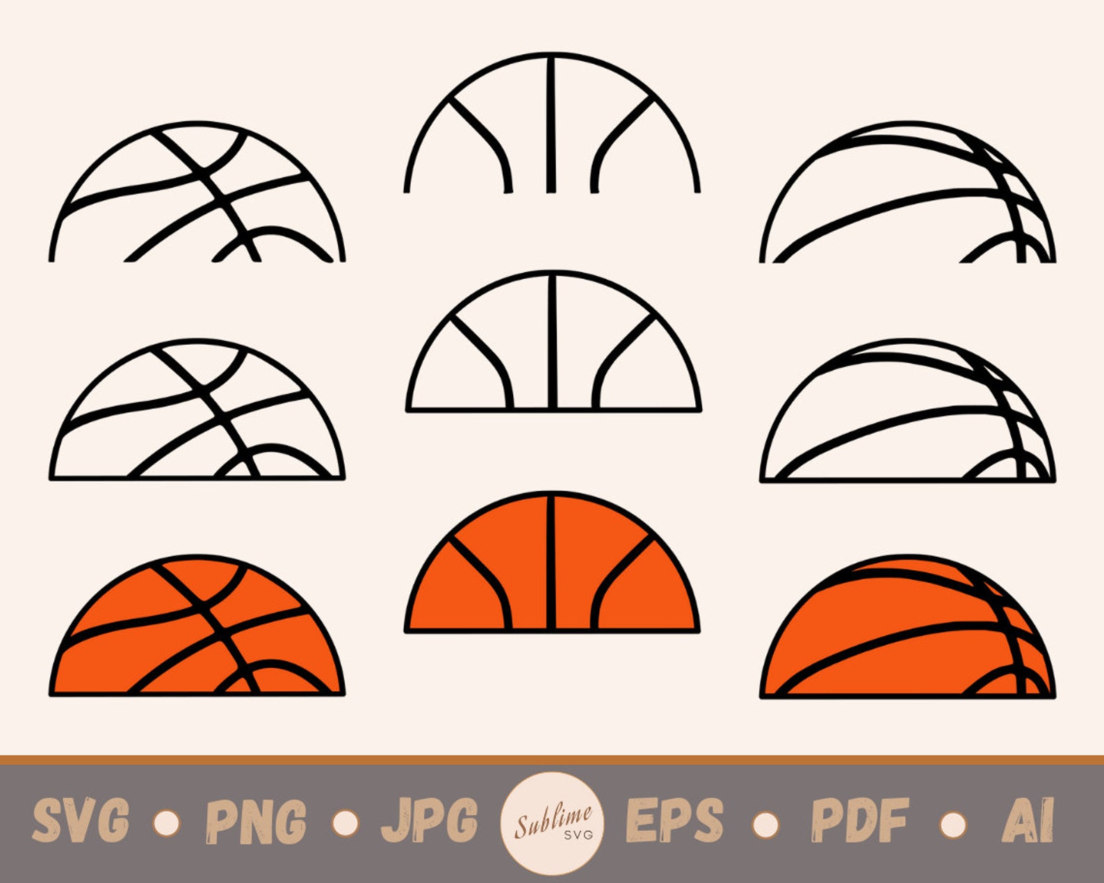 9 Half Basketball SVG Bundle for Cricut Silhouette - Etsy