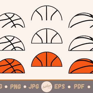 9 Half Basketball SVG Bundle for Cricut Silhouette Basketball Split ...