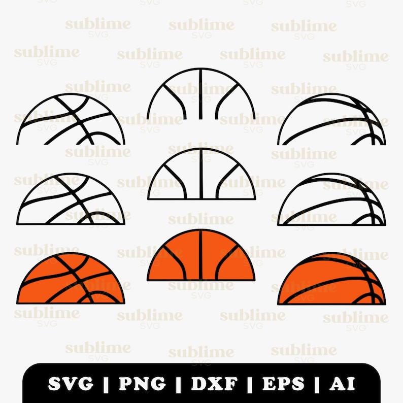 Half Basketball Ball SVG Bundle for Cricut Silhouette | Basketball ...