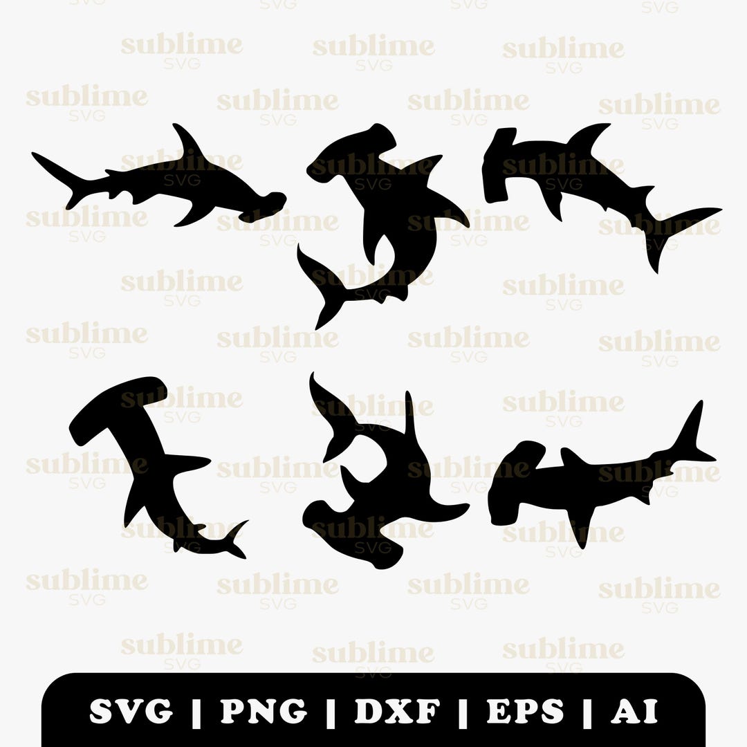 Hammerhead Shark SVG Bundle | Shark Engrave File | Shark Silhouette SVG ...