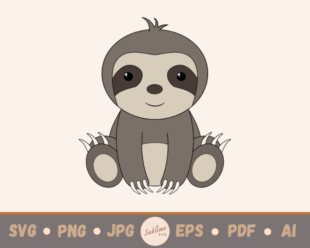 Sloth SVG Cutting Files for Cricut, Silhouette Svg, Png, Jpg, Eps, Ai ...