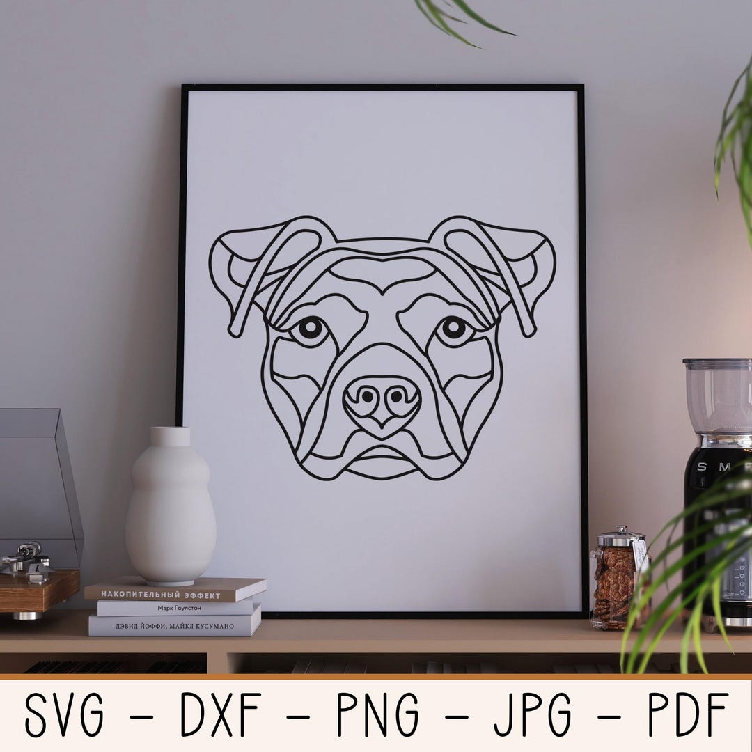 Staffordshire Terrier SVG | Dog Drawing Wall Art | Dogs Print | Dog ...