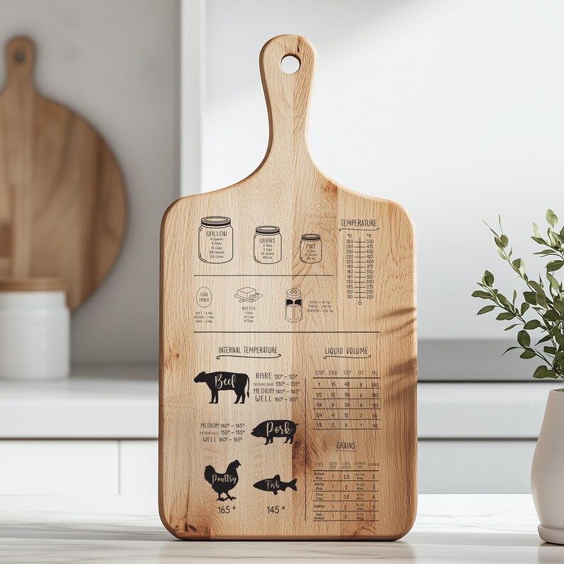 Kitchen Conversion Chart | Cutting Board SVG | Laser Cut File for ...