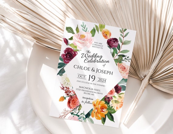 Invitations & Announcements WI192 Editable Text Paprika Wedding ...