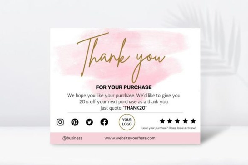 Editable Thank You Card Template Canva Thank You Card DIY - Etsy UK