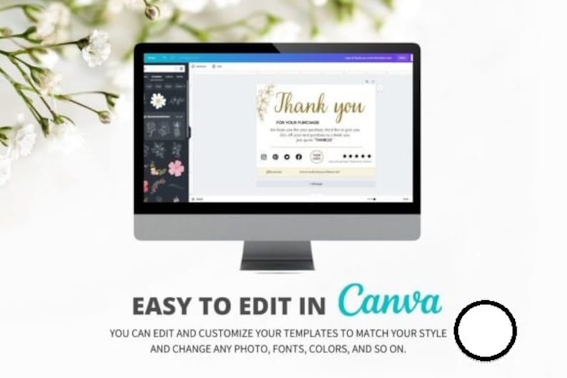 Editable Thank You Card Template Canva Thank You Card DIY - Etsy UK