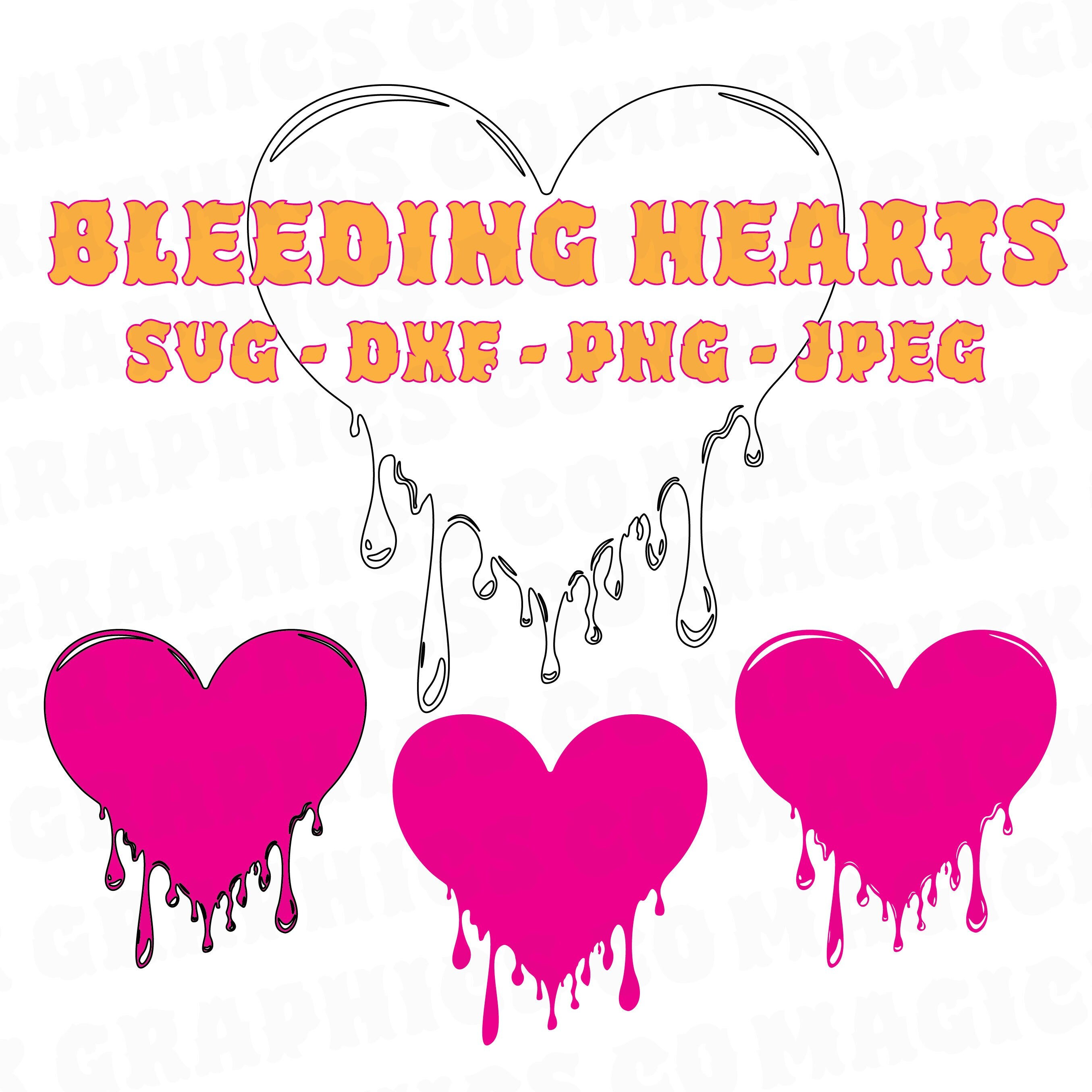 Heart Bundle SVG PNG DXF Bleeding Dripping Heart for Cricut, Silhouette ...