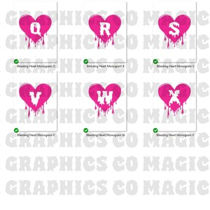 Bleeding Heart Monogram Alphabet A-Z SVG, PNG, DXF Cut File for Cricut ...