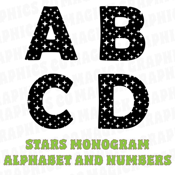 Stars Monogram Alphabet Initals SVG PNG DXF | Etsy